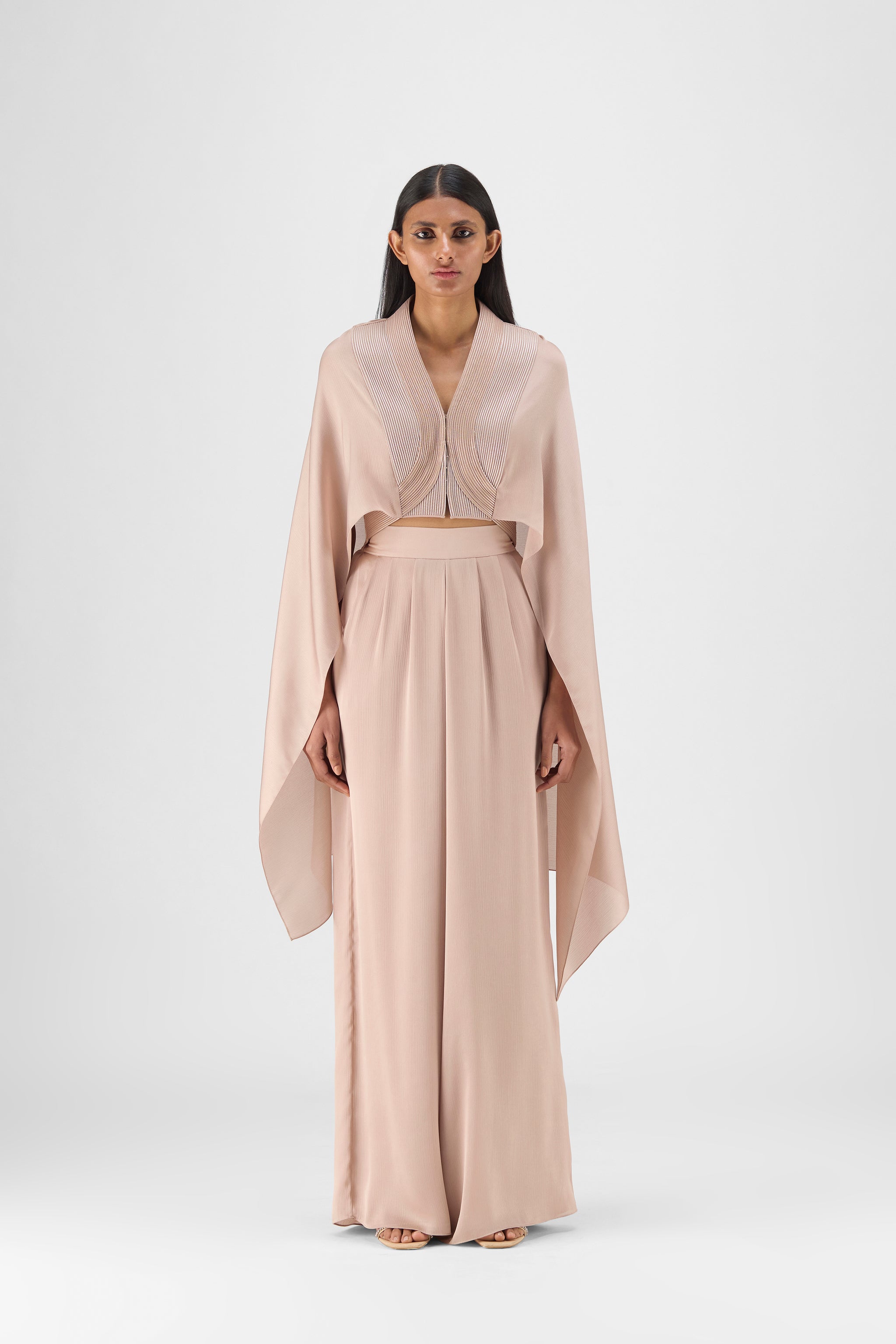 Metallic Structured Cape Set – Amit Aggarwal
