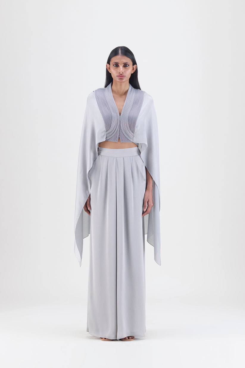 Metallic Structured Cape Set – Amit Aggarwal
