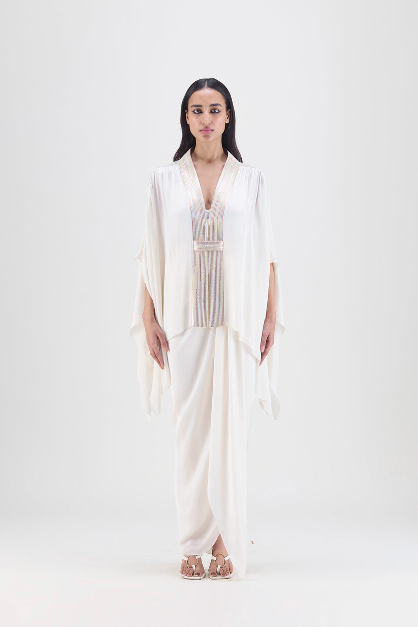 Metallic Structured Cape Set – Amit Aggarwal