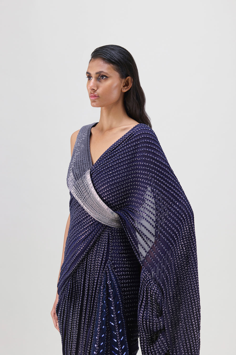 Metallic Gown With Ruffles – Amit Aggarwal