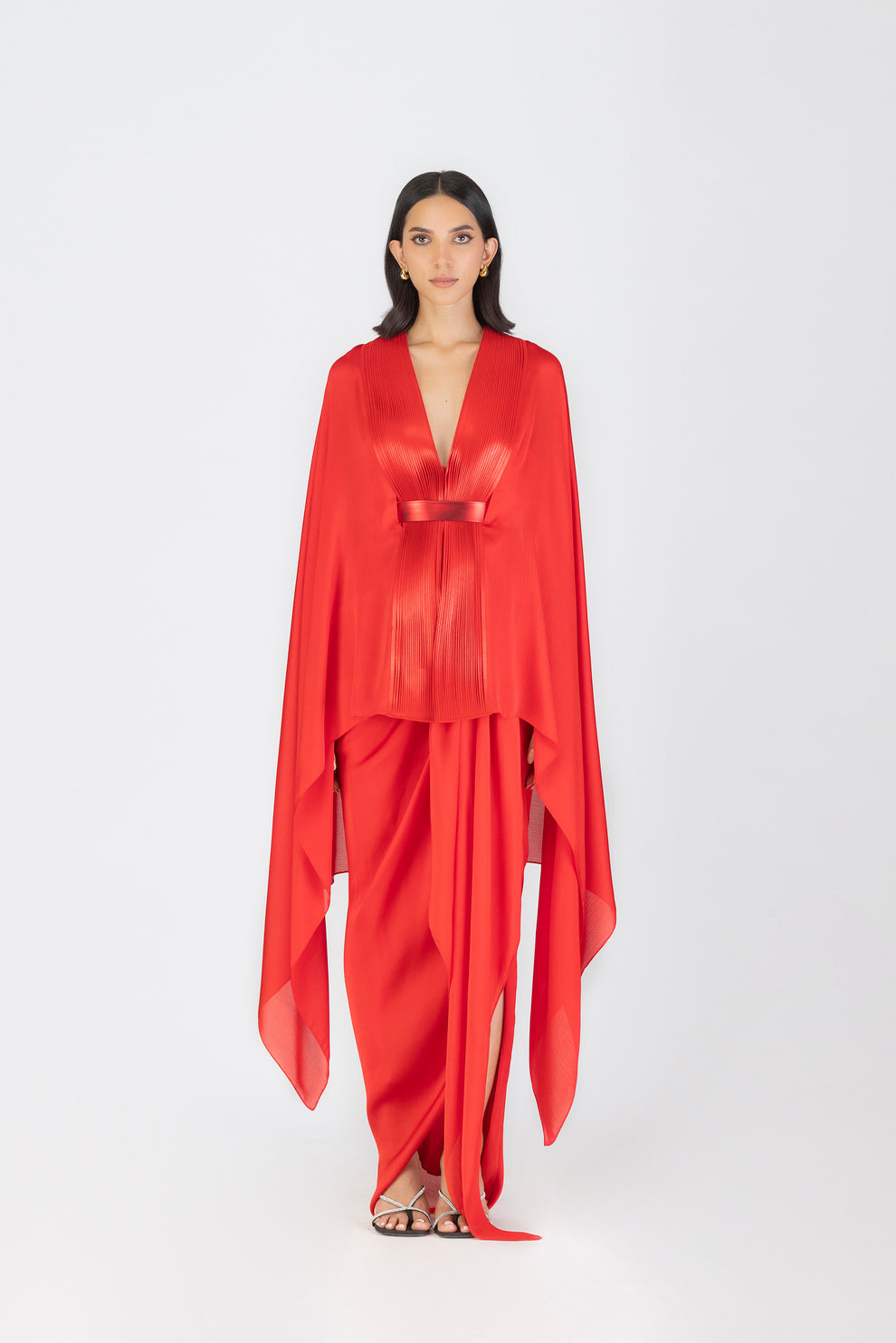 Metallic Structured Cape Set – Amit Aggarwal