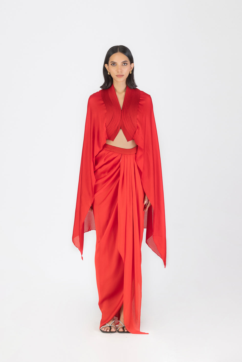 Metallic Structured Cape Set – Amit Aggarwal